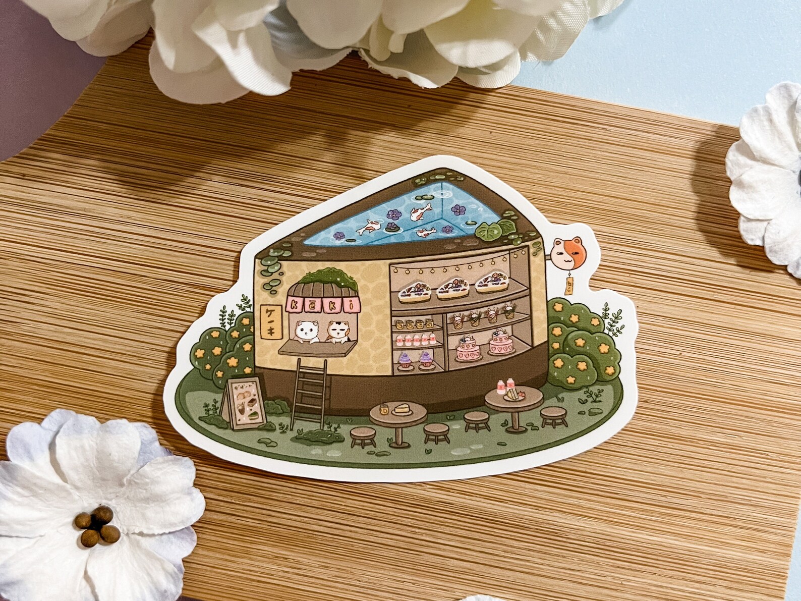 Kawaii Cake Shop Vinyl Sticker: Isometric Illustration - Etsy