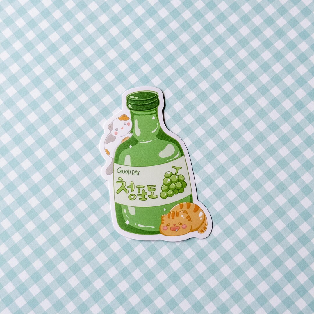 Grape Soju Vinyl Sticker, Soju Sticker, Korean Soju Sticker, Kawaii ...