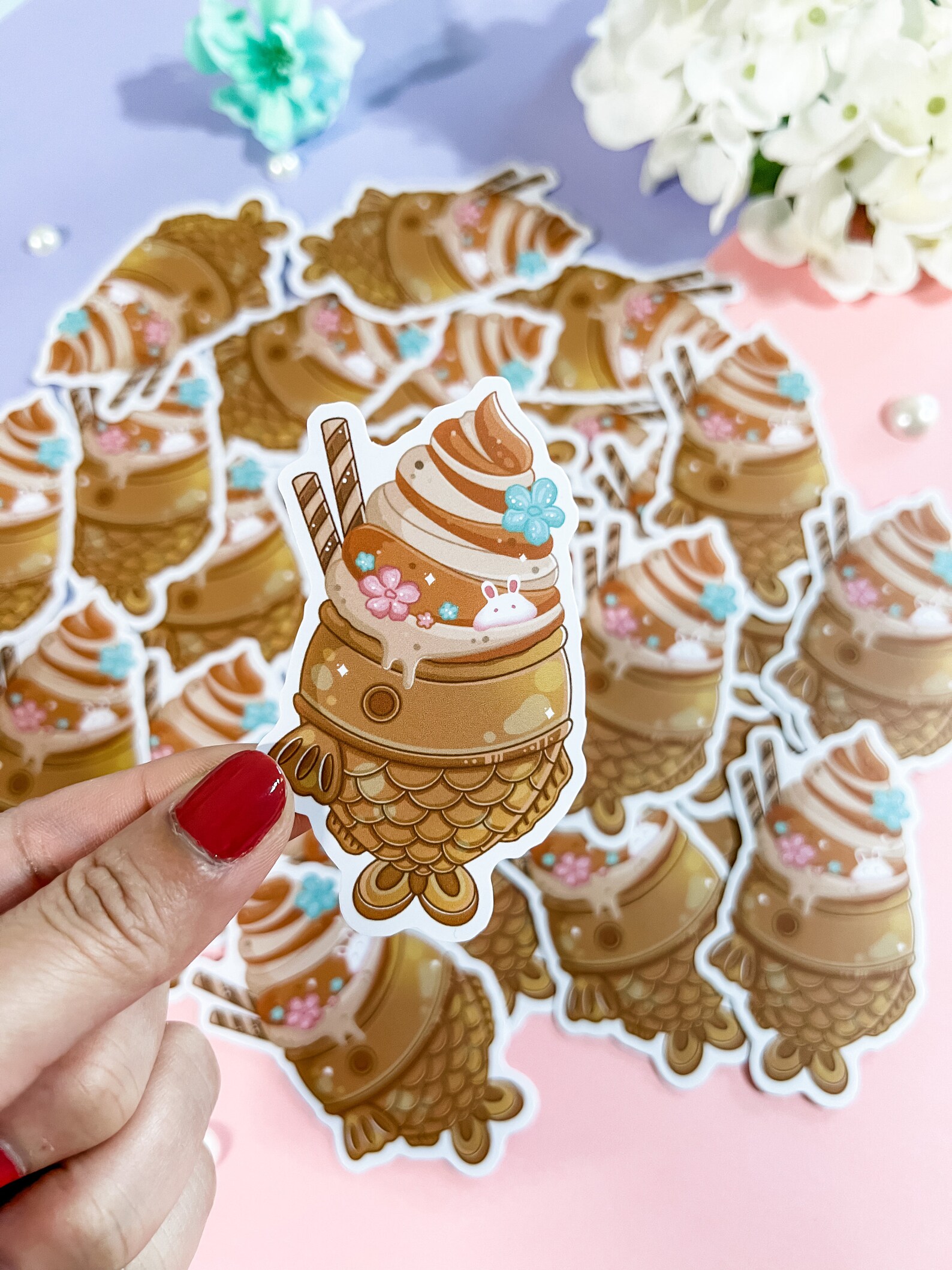 Taiyaki Ice Cream Vinyl Sticker | Japanese Food Stickers - Etsy