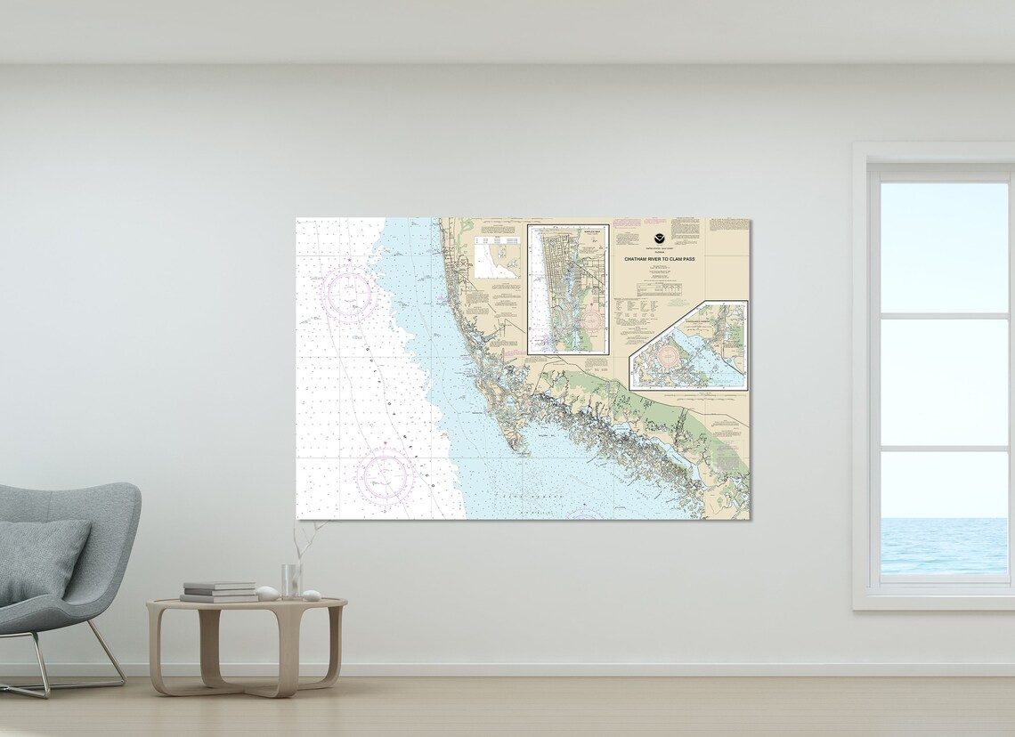 Naples & Marco Island Florida Nautical Map / Chart - Canvas, Acrylic ...