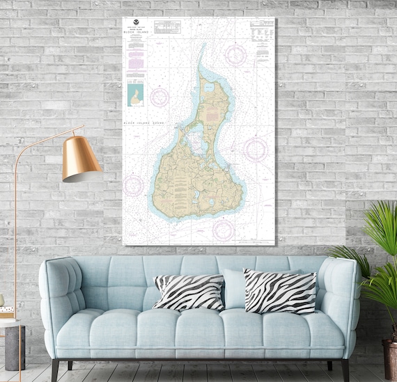Block Island Rhode Island Nautical Map / Chart Printed on - Etsy