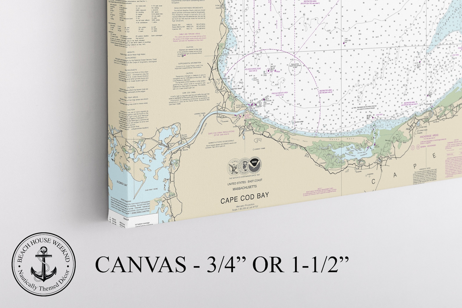 CUSTOM Nautical Map / Chart Printed on Canvas Acrylic or - Etsy