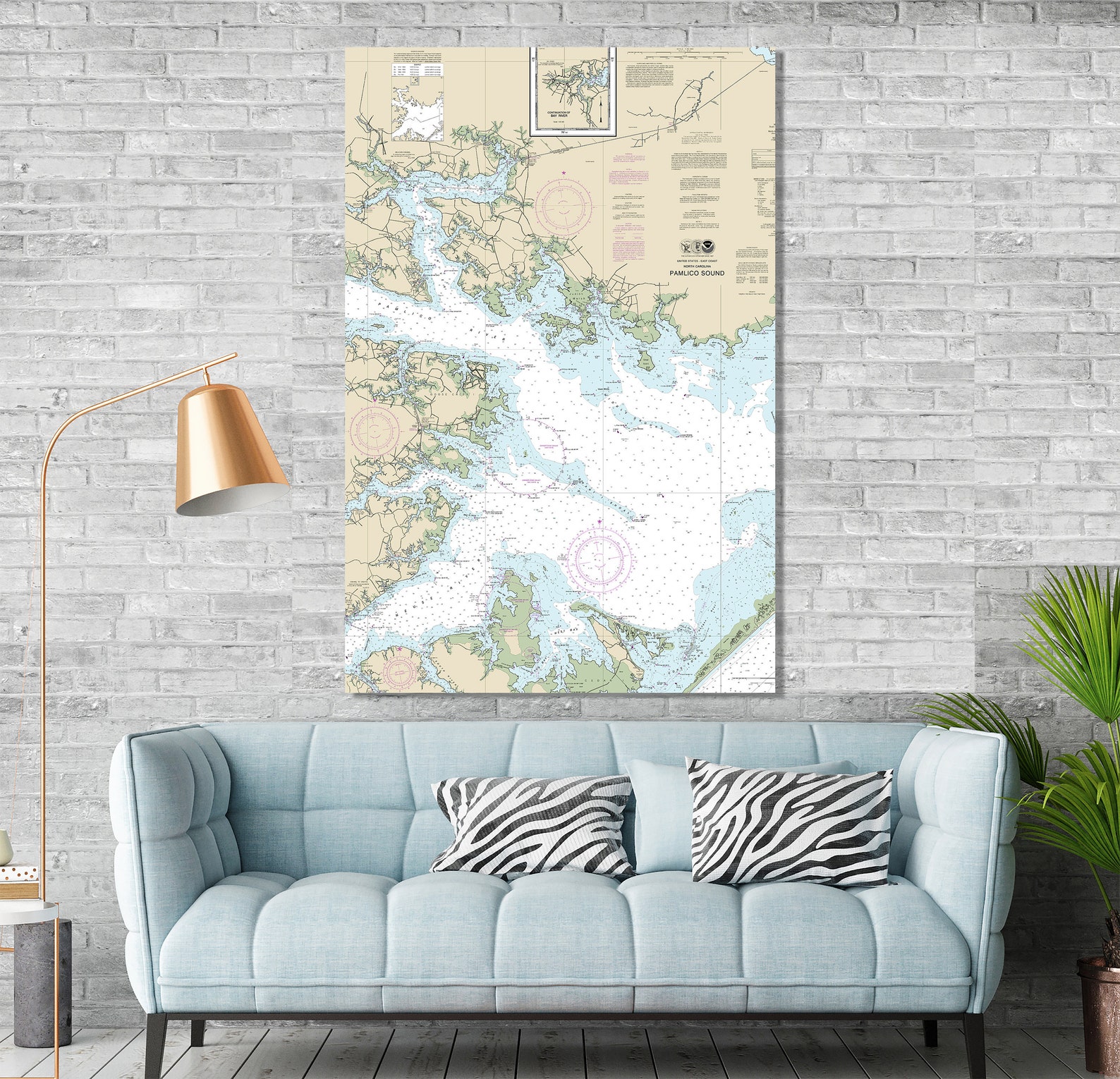 CUSTOM Nautical Map / Chart Printed on Canvas Acrylic or - Etsy