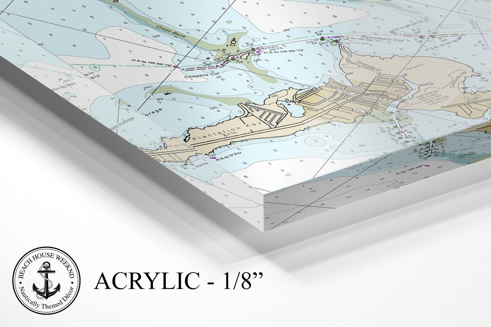 Naples & Marco Island Florida Nautical Map / Chart - Canvas, Acrylic ...