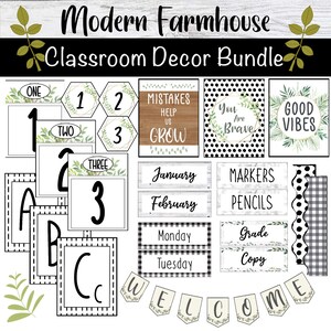 Modern Farmhouse Classroom Decor Bundle | Farmhouse Classroom | Easy ...
