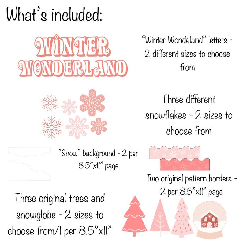 Winter Bulletin Board Kit | Retro | Pink | Trees | Snowflakes | Winter ...