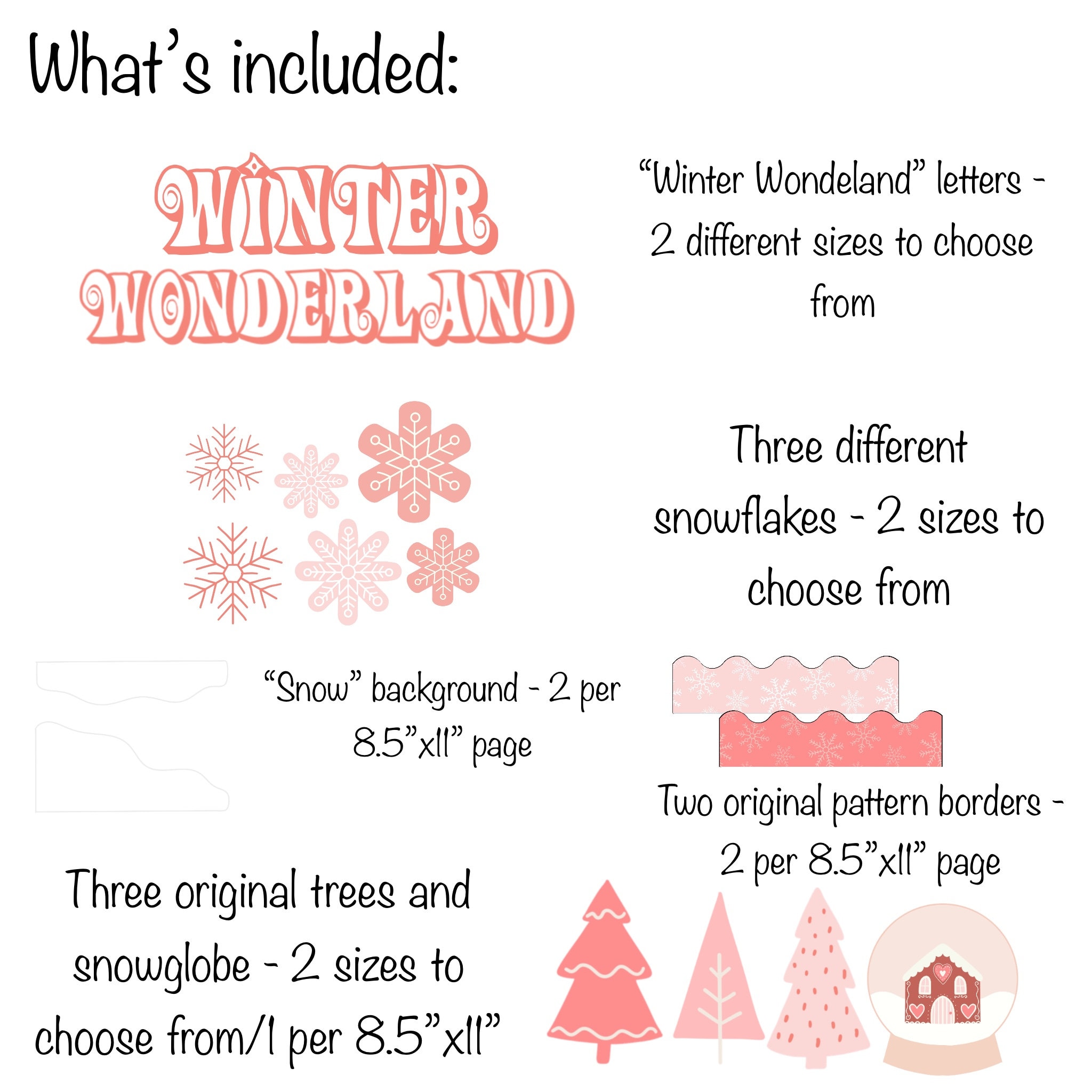Winter Bulletin Board Kit | Retro | Pink | Trees | Snowflakes | Winter ...