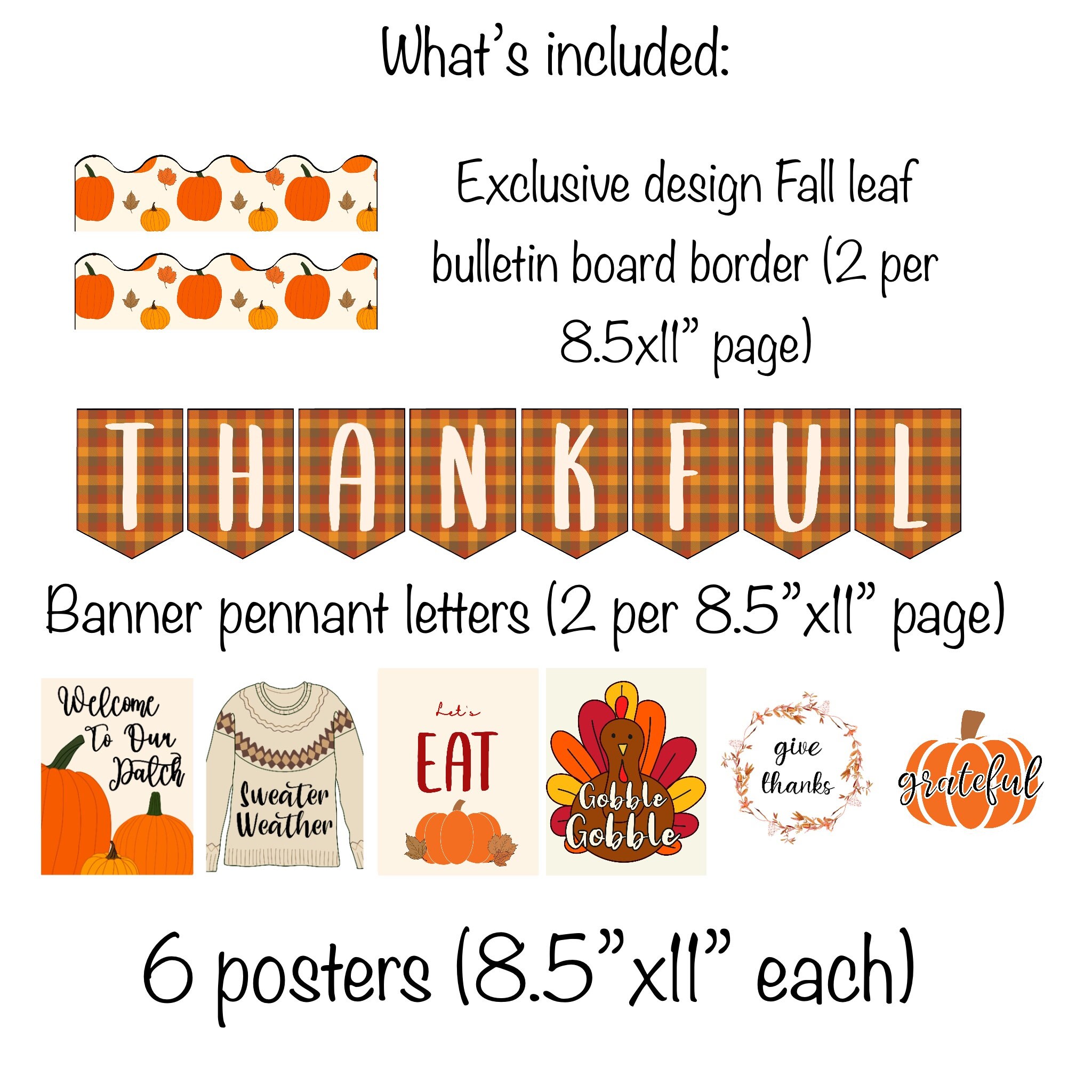 Thanksgiving Theme Classroom Decor Bundle Bulletin Board Kit| Farmhouse ...
