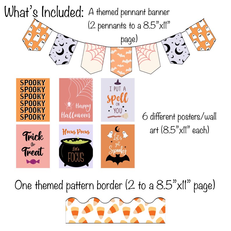 Pastel Retro Halloween Bulletin Board Kit Bundle | Boho | Easy ...
