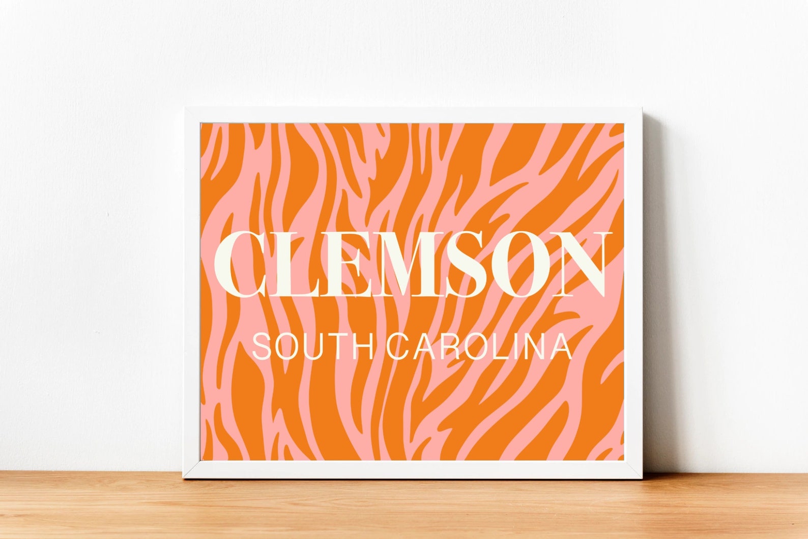 Preppy Clemson Location Print, Dorm Decor, Clemson South Carolina, Apartment Decor, College Wall ...