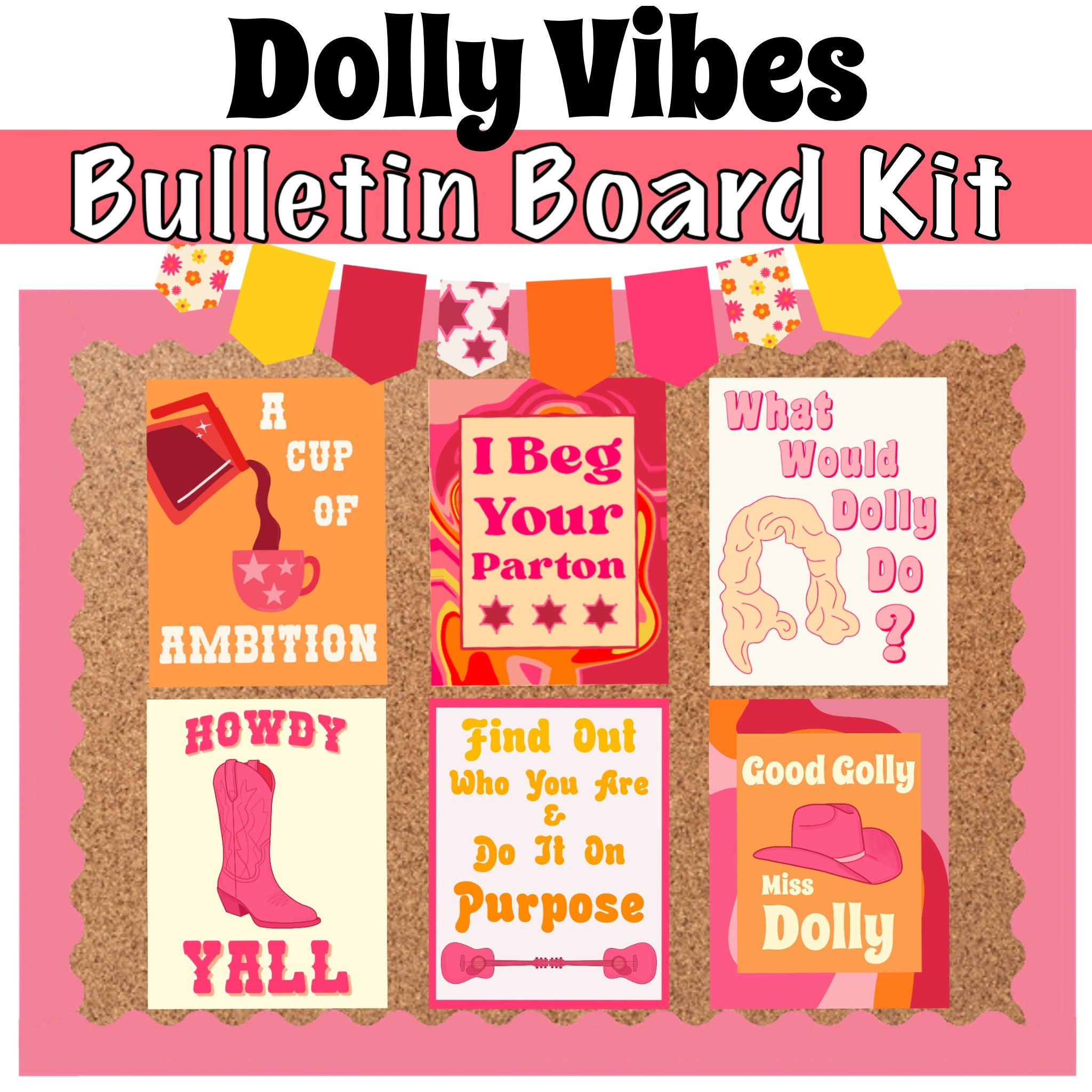 Dolly Parton Retro Groovy Vibes Classroom Decor Bundle, Easy and Unique ...