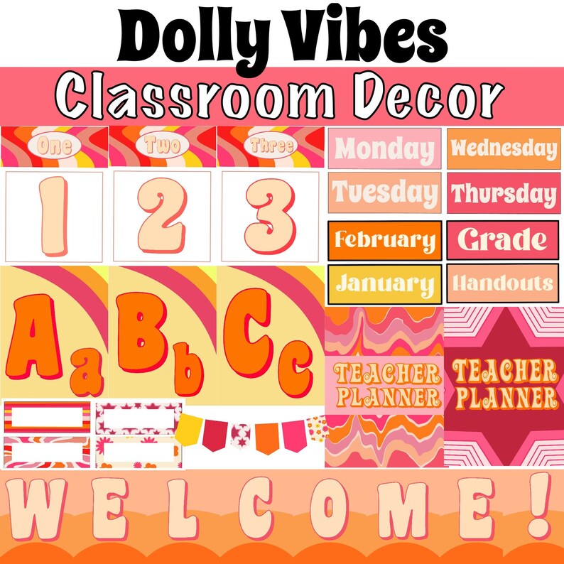 Dolly Parton Retro Groovy Vibes Classroom Decor Bundle, Easy and Unique ...