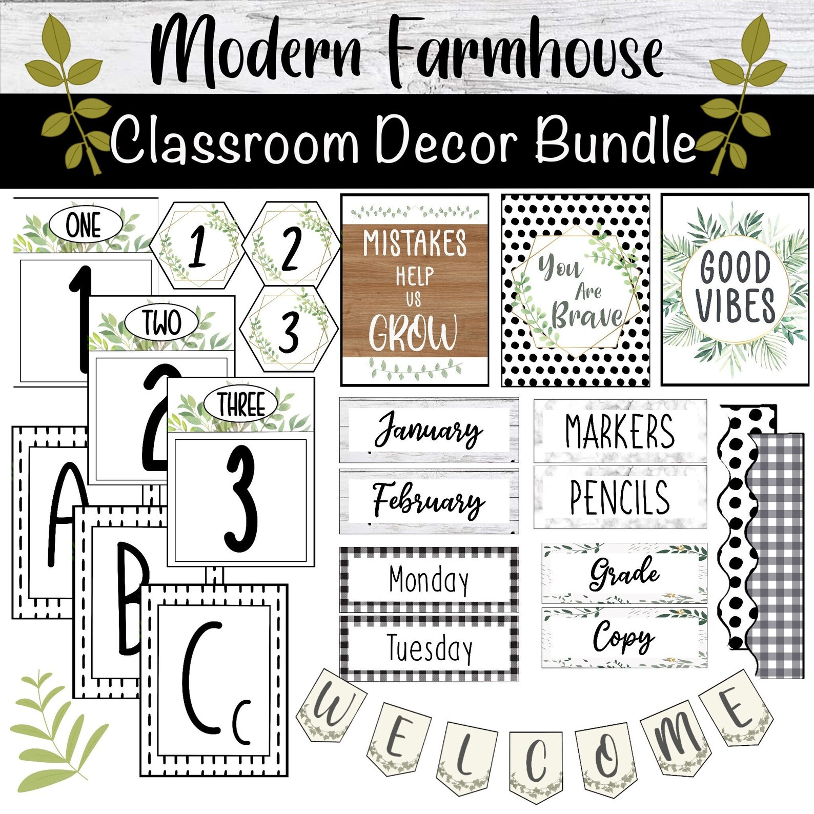Modern Farmhouse Classroom Decor Bundle | Farmhouse Classroom | Easy ...