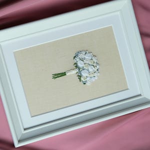 Hand Embroidery Frame Custom Wedding Bouquet Design Anniversary Gift ...