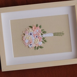Hand Embroidery Frame Custom Wedding Bouquet Design Anniversary Gift ...