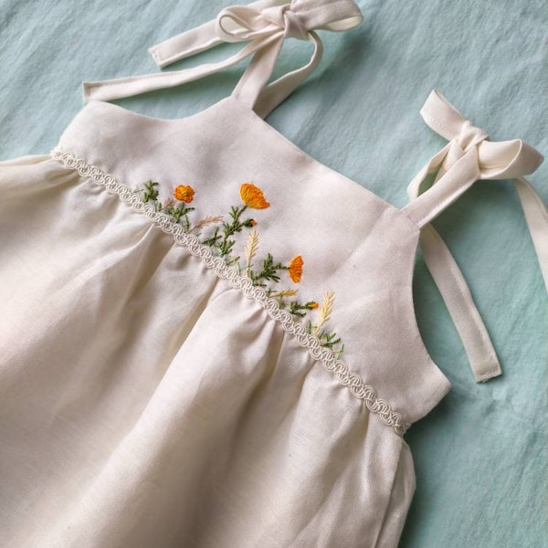 White Hand Embroidered Baby Dress - Etsy