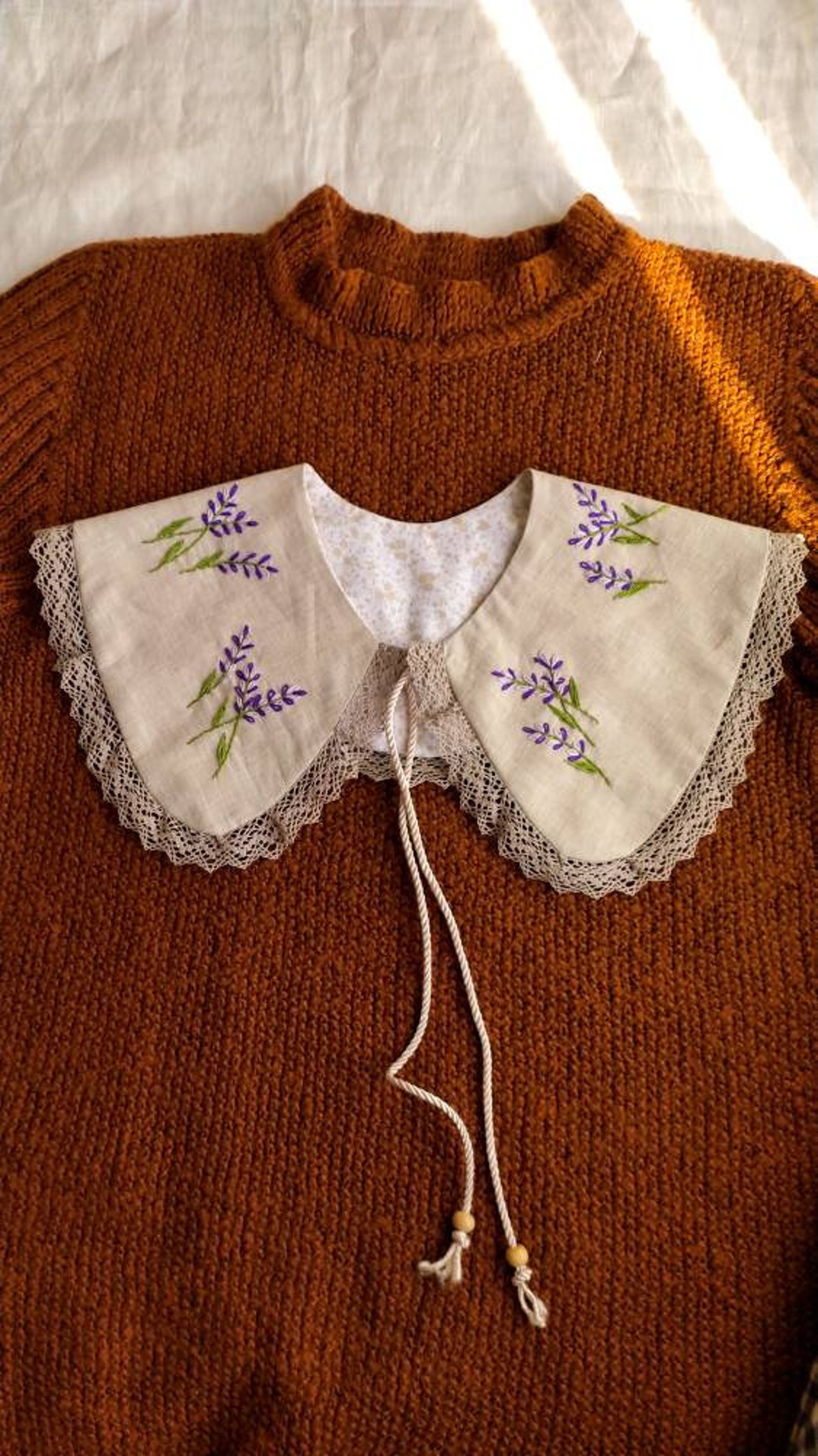 Removable Linen Collar Handmade Embroidery Clothing Large Collar Women ...