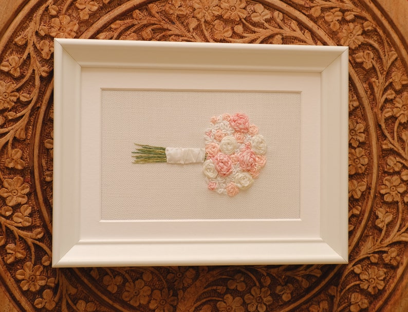 Hand Embroidery Frame Custom Wedding Bouquet Design - Etsy