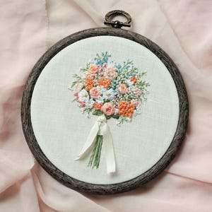 Hand Embroidery Frame Custom Wedding Bouquet Design Anniversary Gift ...