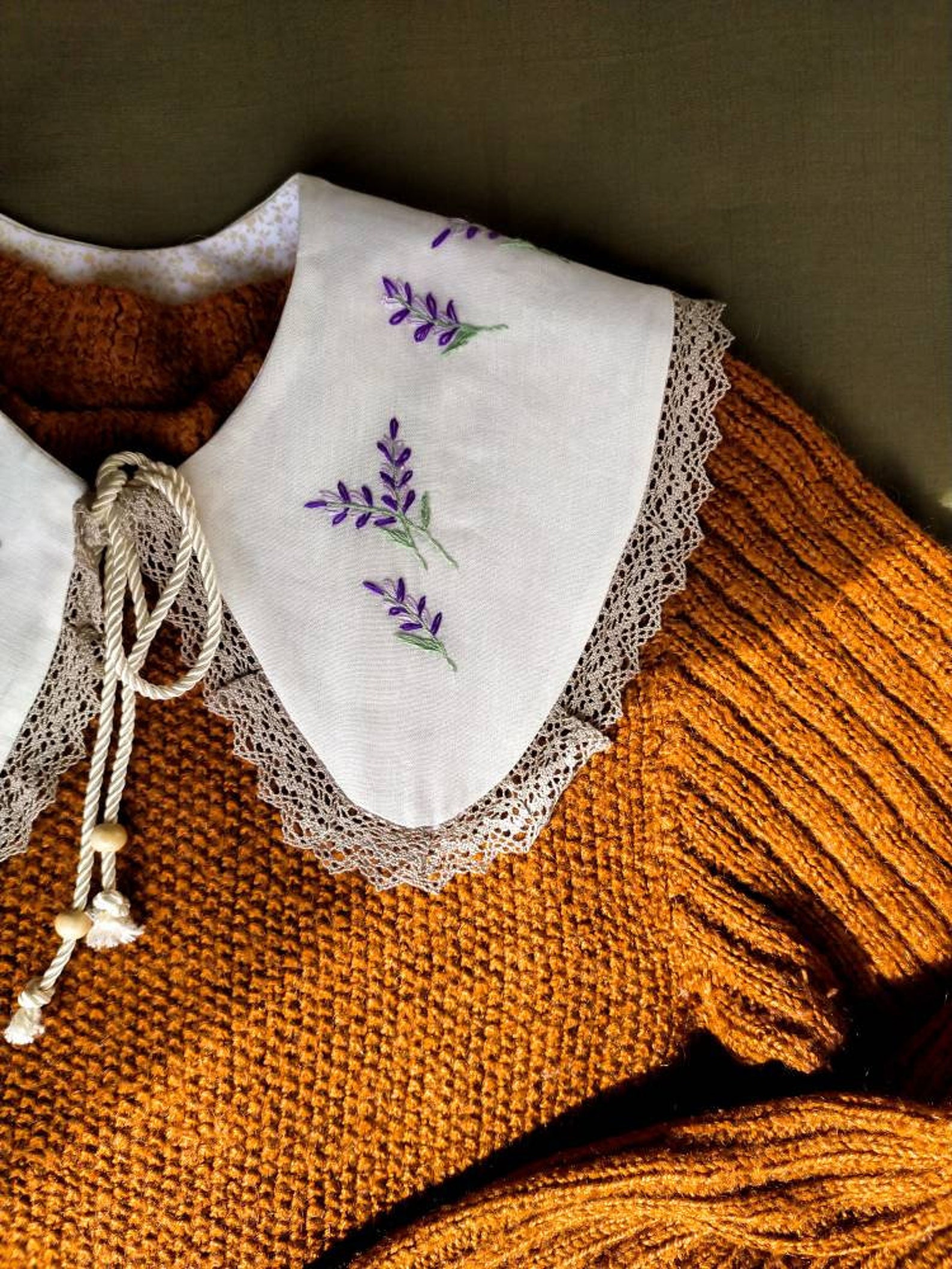 Removable Linen Collar Handmade Embroidery Clothing Large - Etsy