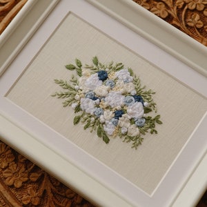 Hand Embroidery Frame Custom Wedding Bouquet Design Anniversary Gift ...