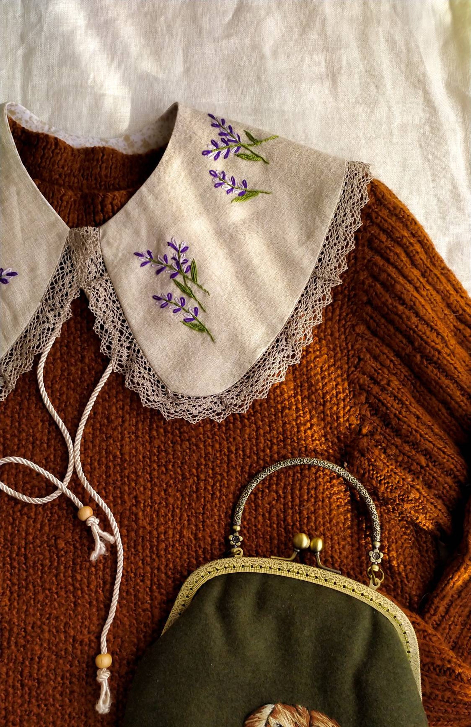 Removable Linen Collar Handmade Embroidery Clothing Large Collar Women ...