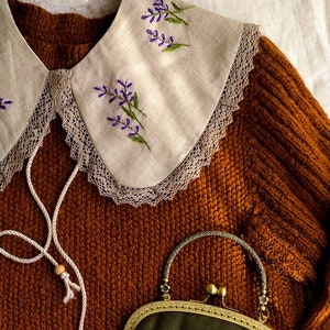 Removable Linen Collar Handmade Embroidery Clothing Large Collar Women ...