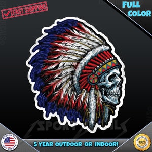 Indian Chief Skull 019 Laptop Car Truck Wall Window Car Wall Any Smooth ...