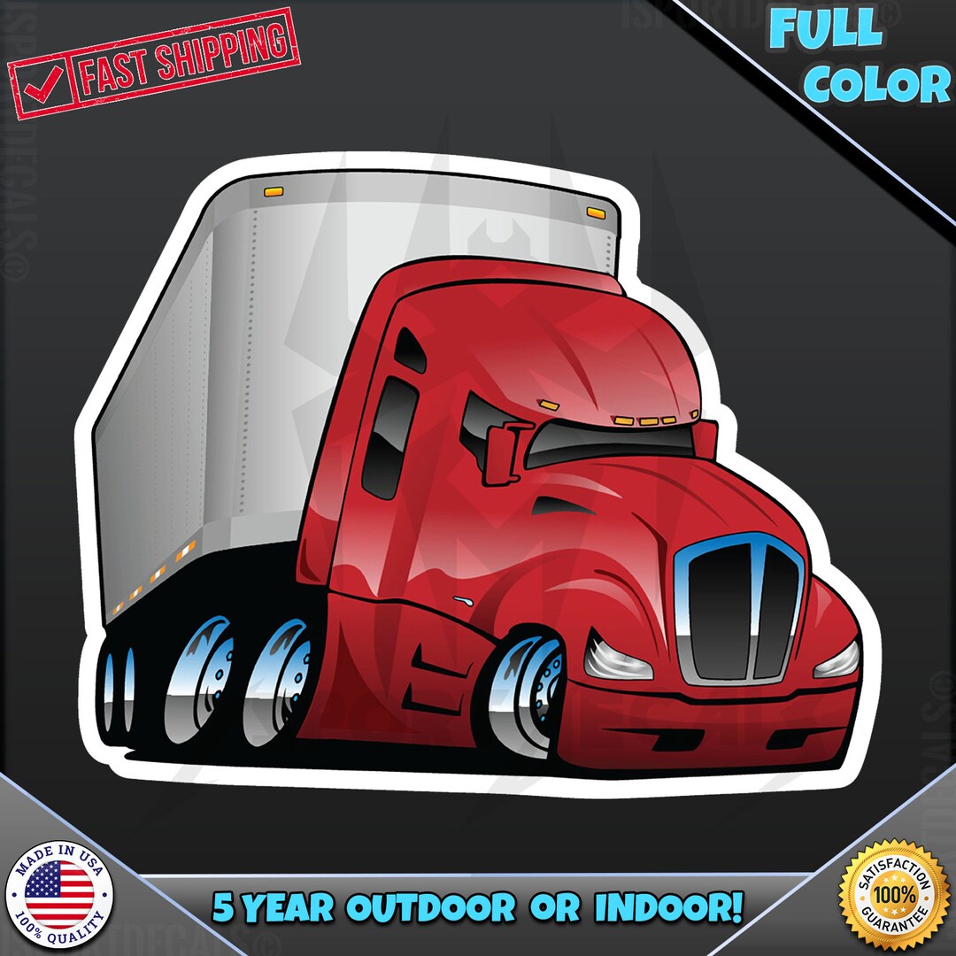 Red Semi Truck 18 Wheeler 104 Laptop Car Truck Wall Window Car Wall Any ...