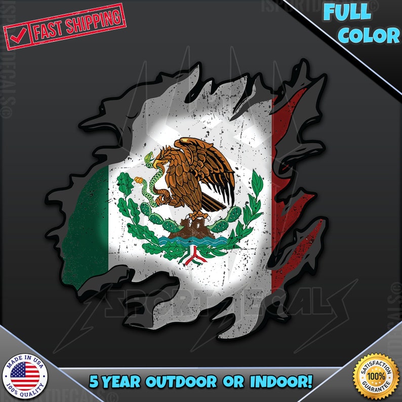 Mexico Mexican Country Flag Torn Rip 089 Car Truck Wall Window Car Wall ...