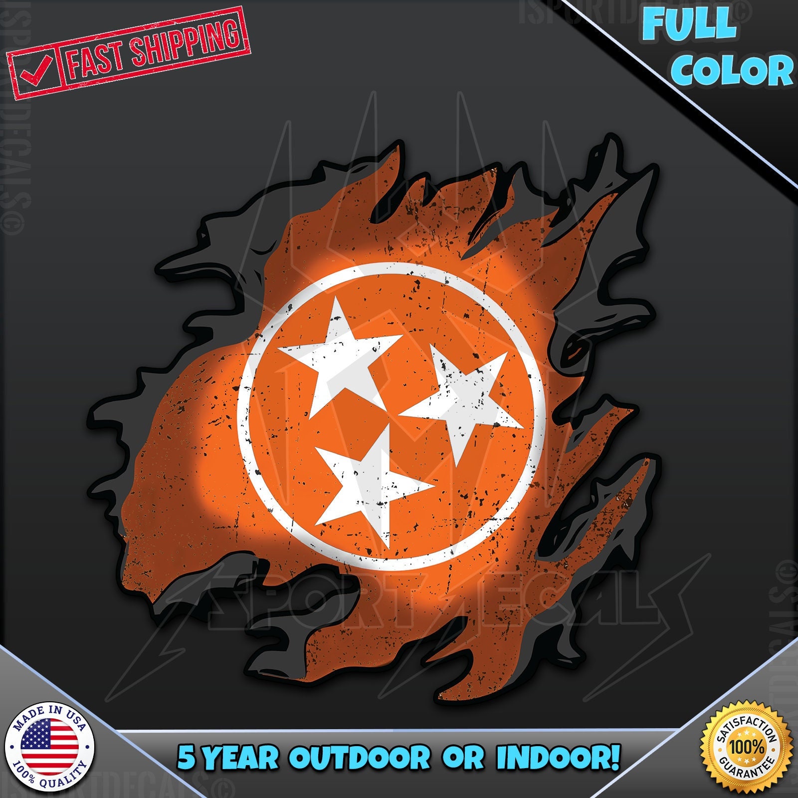 Tennessee Tristar Flag Vinyl Decal: Car, Truck, Wall Decor (5.5") - Etsy