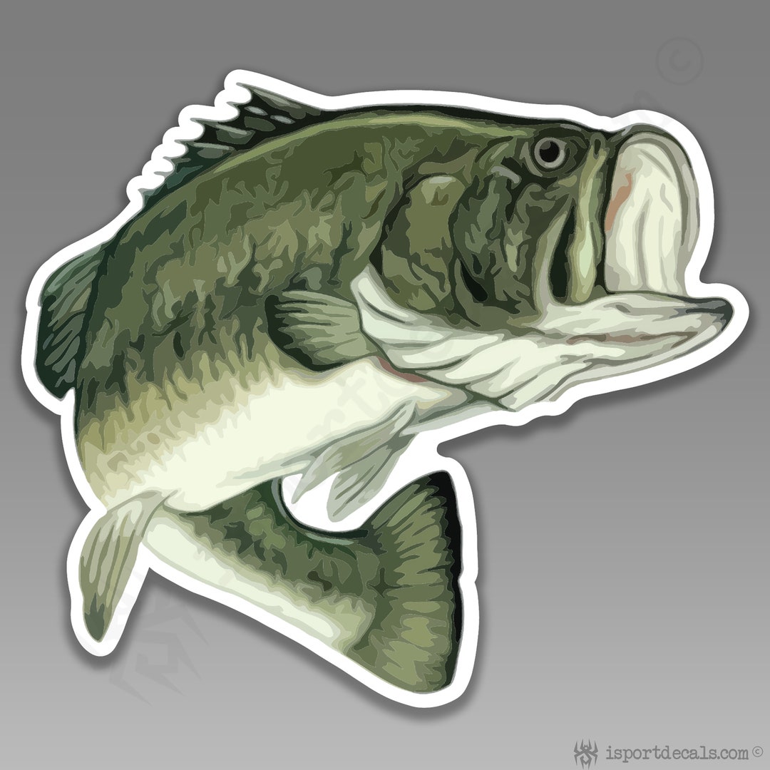 Bass Fish Jumping Fisherman Fishing Angler Sportsman Car Vinyl Decal ...