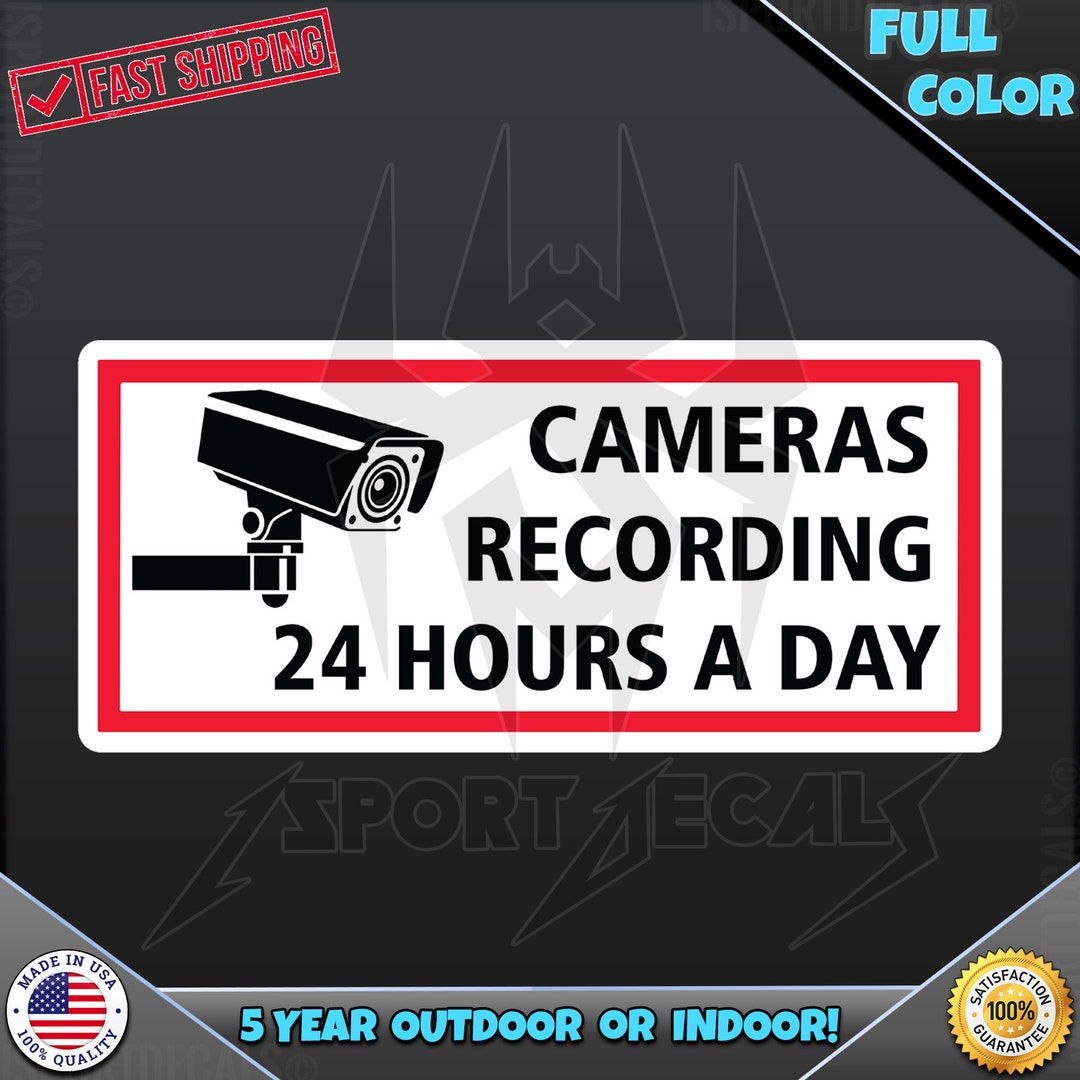 Cameras Recording 24 Hours Vinyl Decal Sticker - Warning Sign - Etsy