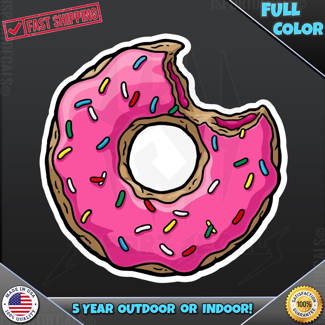Cartoon Glazed Rainbow Sprinkles Donut Waterproof UV Res Vinyl Decal ...