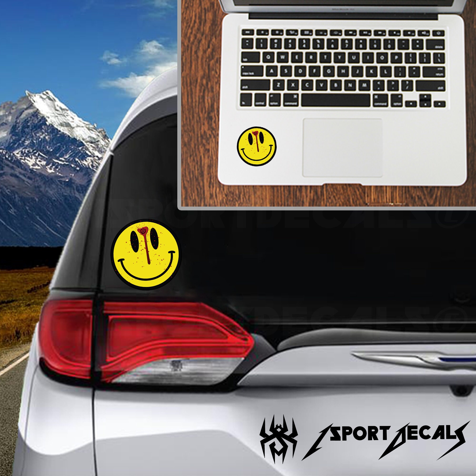 Smiley Face W/ Bullet Hole 041 Laptop Car Truck Wall Window | Etsy