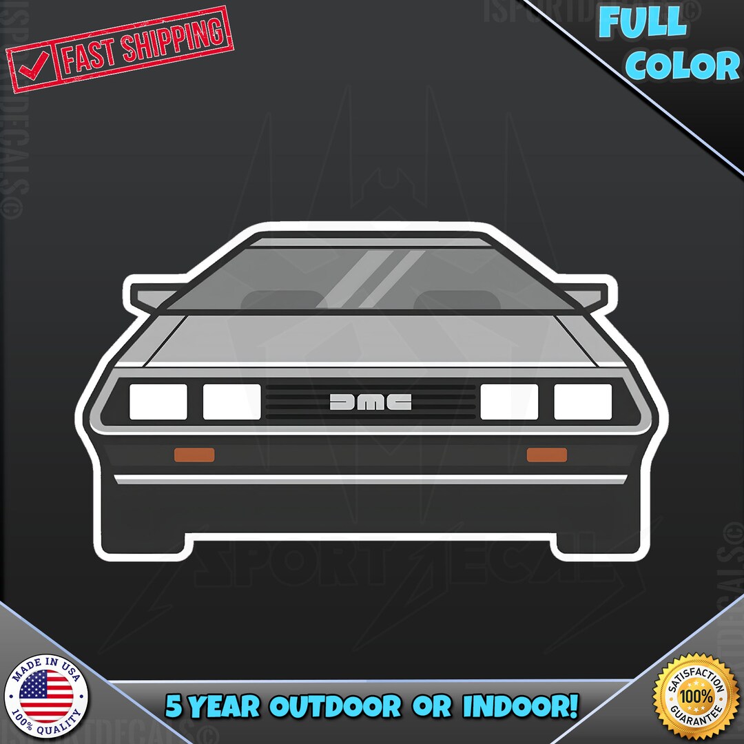 Delorean Car DMC Cartoon Shaped 264 Car Laptop Toolbox Hardhat Vinyl ...