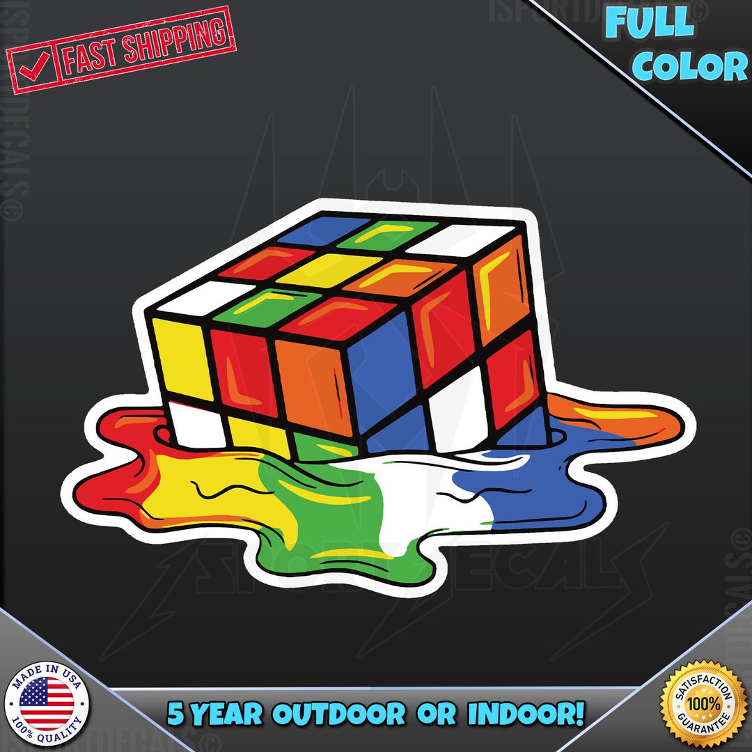 Melting Melted Rubik's Cube JDM Retro 70's 80's 90's Car Vinyl Decal ...