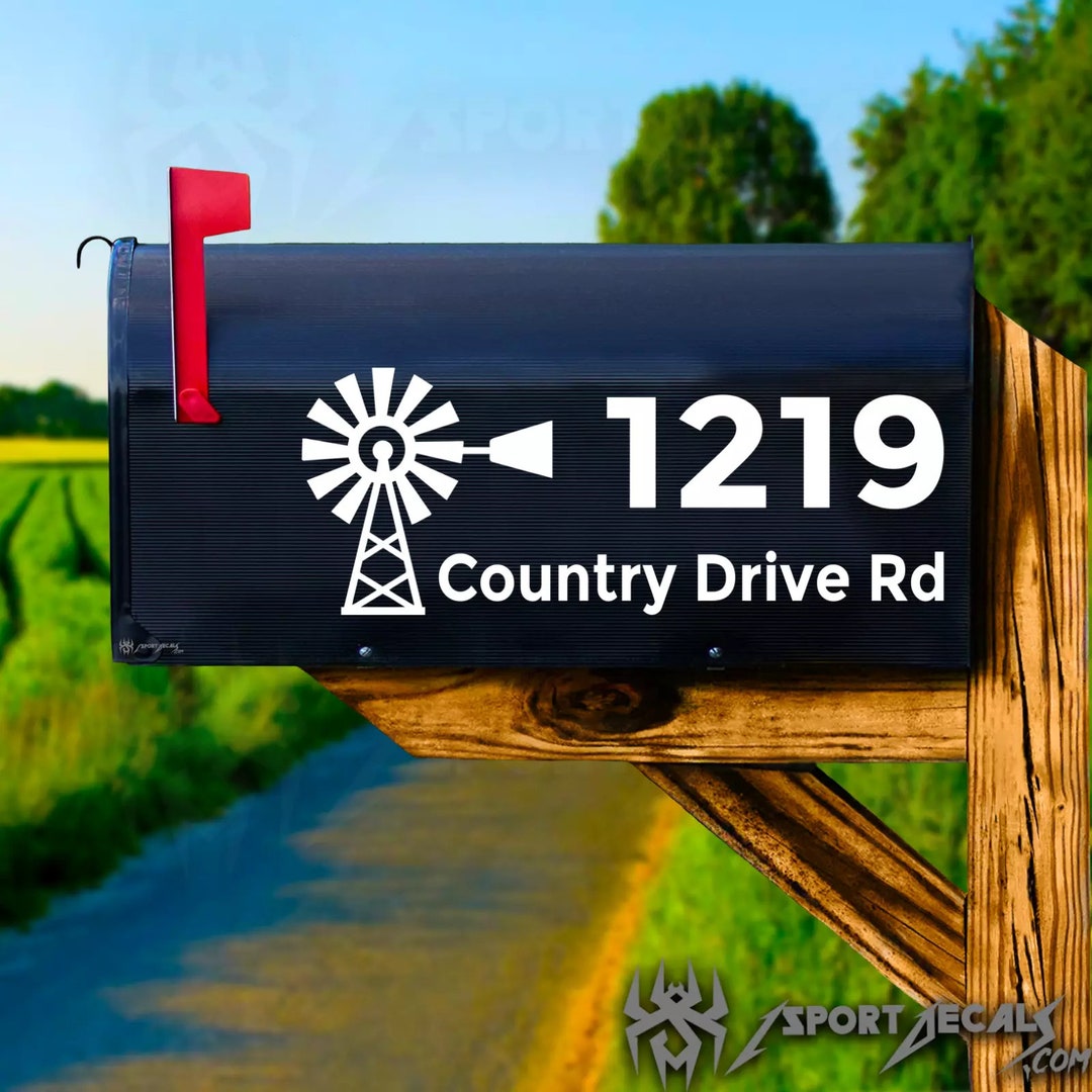 Custom Personalized Mailbox Mail Box Decal Sticker WINDMILL Number With ...