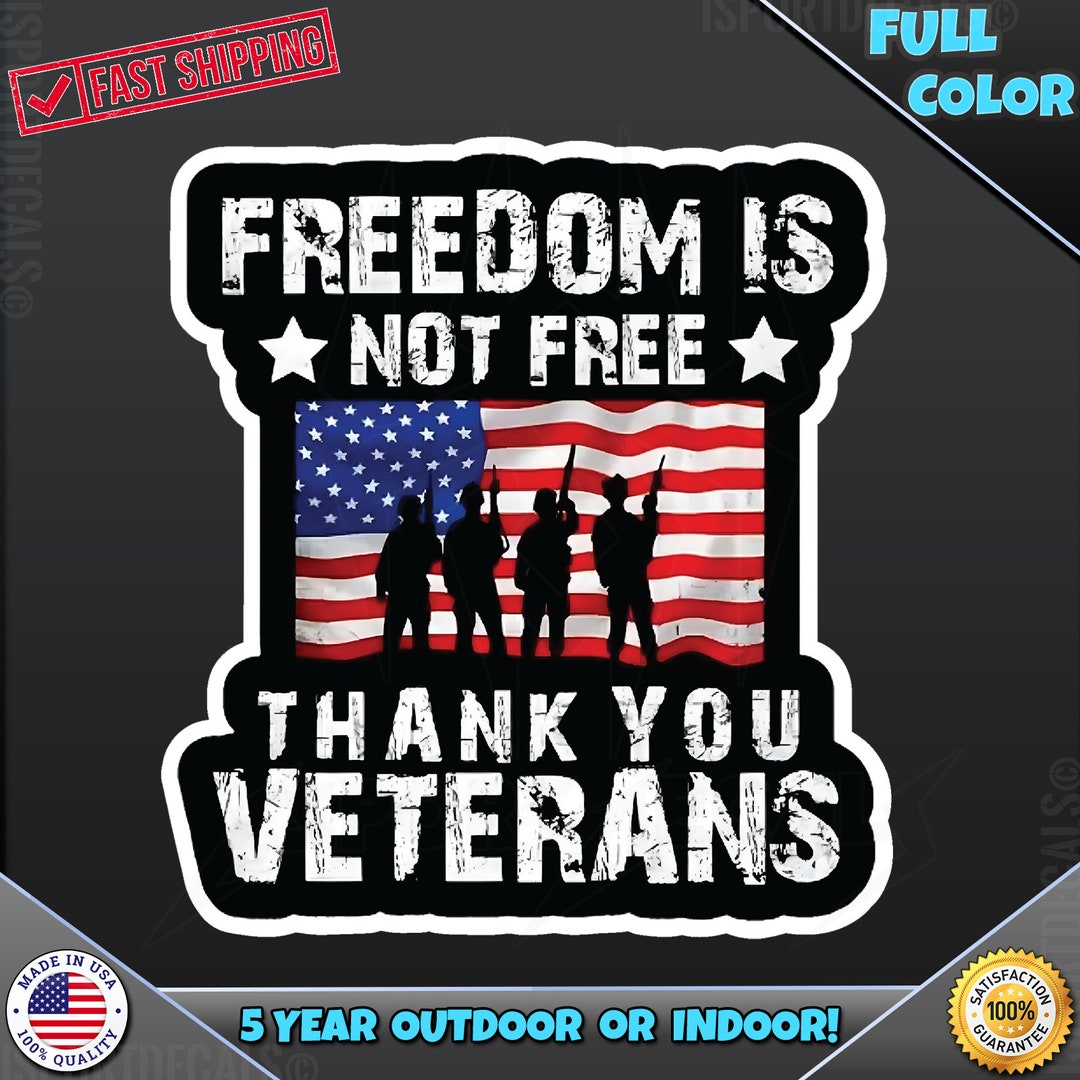 Thank You Veterans Vinyl Decal: Patriotic Car, Truck, Laptop Sticker ...