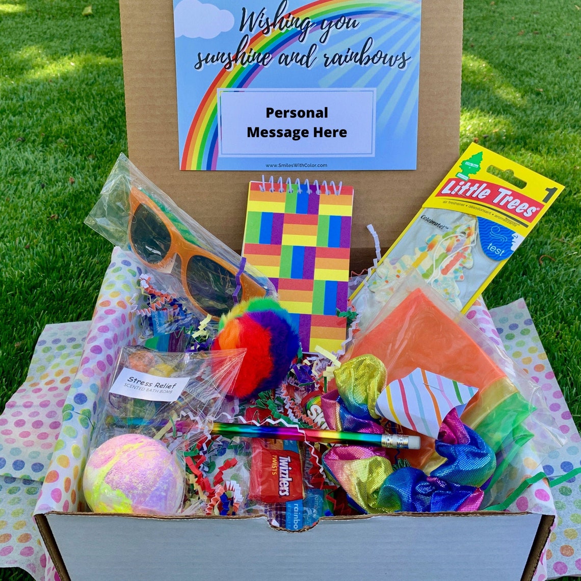 Care Package Gift Box In Rainbow Thinking of You Gift | Etsy