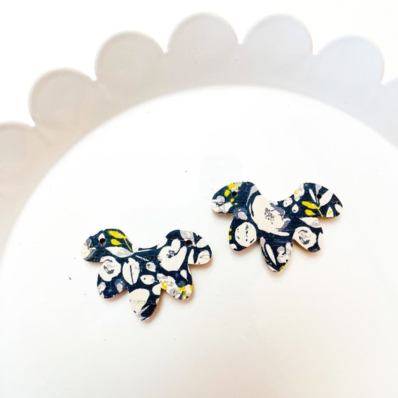 Blue Floral & Cork Leather Connector. - Etsy