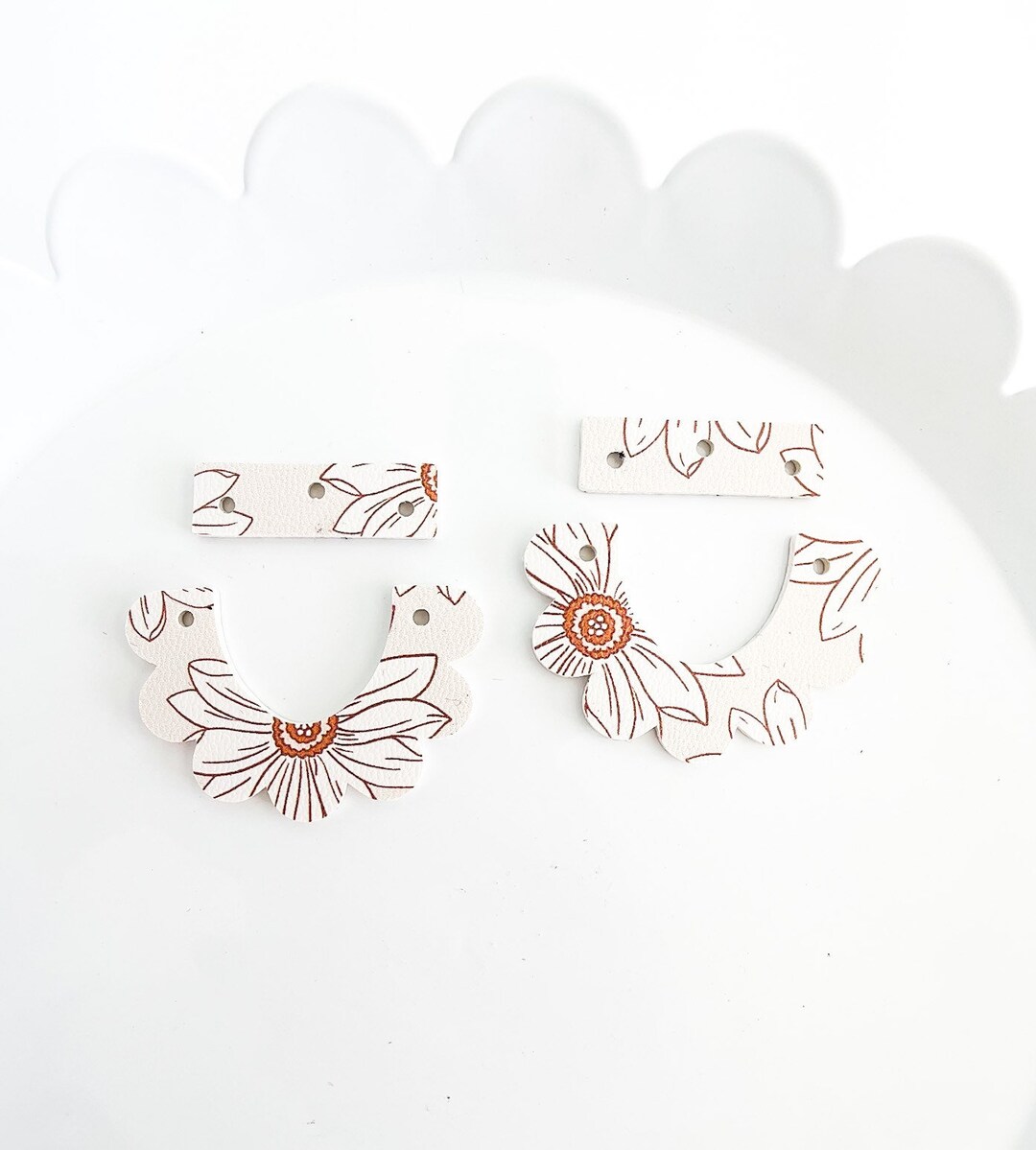 Neutral Daisy Faux Leather Findings Daisy Findings Floral - Etsy