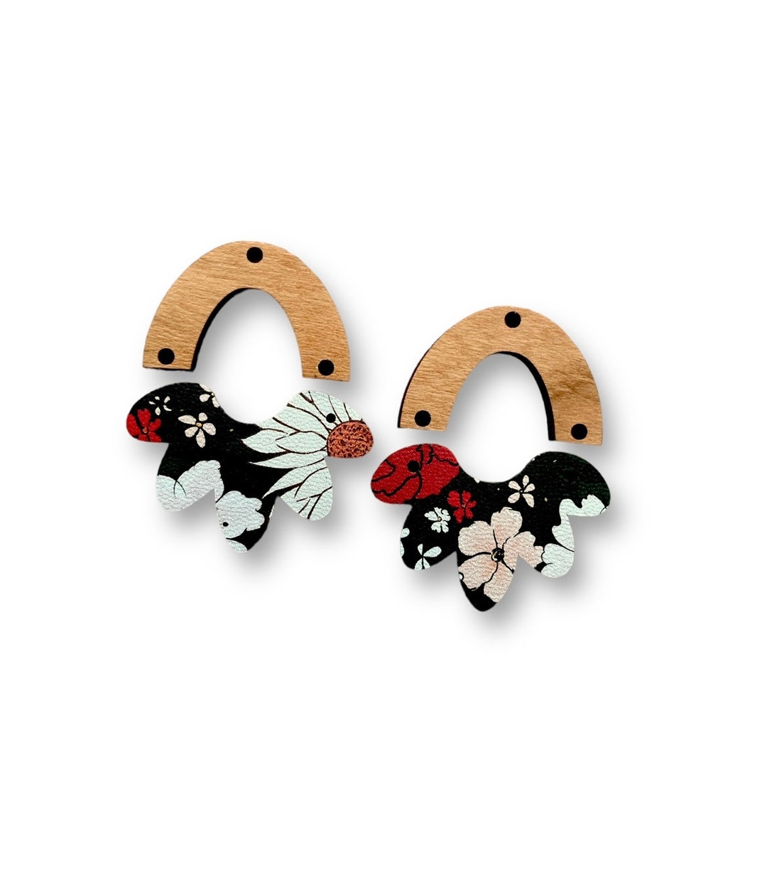 Blue Floral & Cork Leather Connector. - Etsy