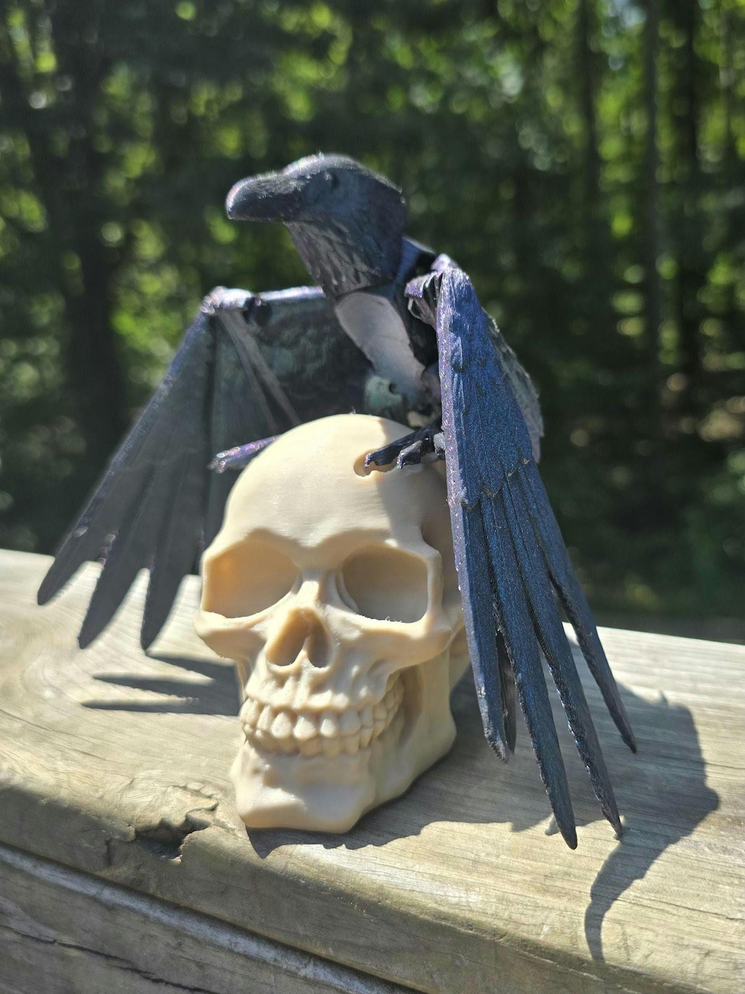 Articulated Raven With Skull Stand 3d Printed - Etsy