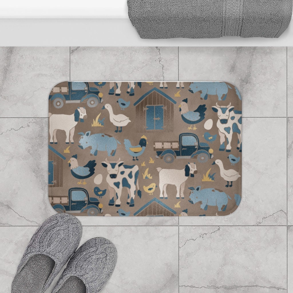 Farmhouse Farm Animals Bath Mat Bath Sets Bath Mat Rug | Etsy