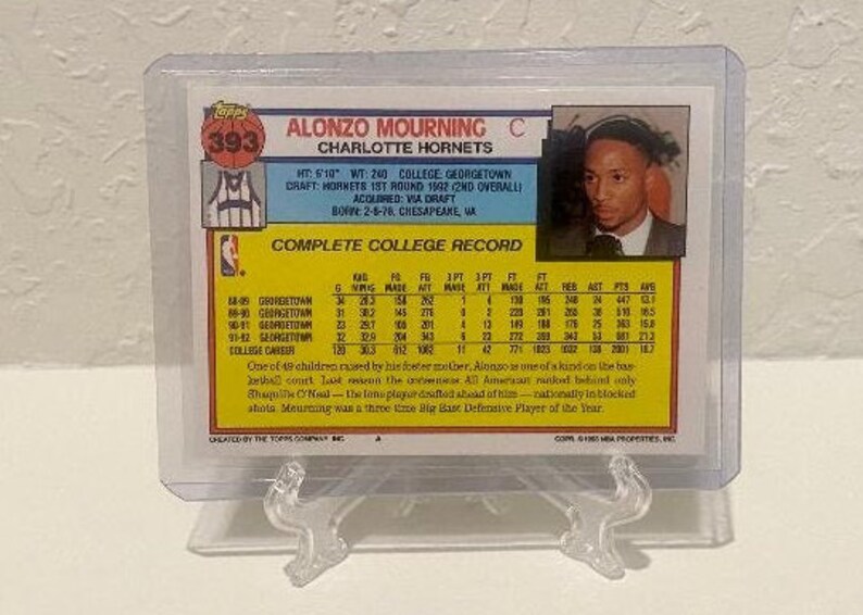 Alonzo Mourning RC Authentic & Original Rookie Card 1992-93 Topps NBA ...