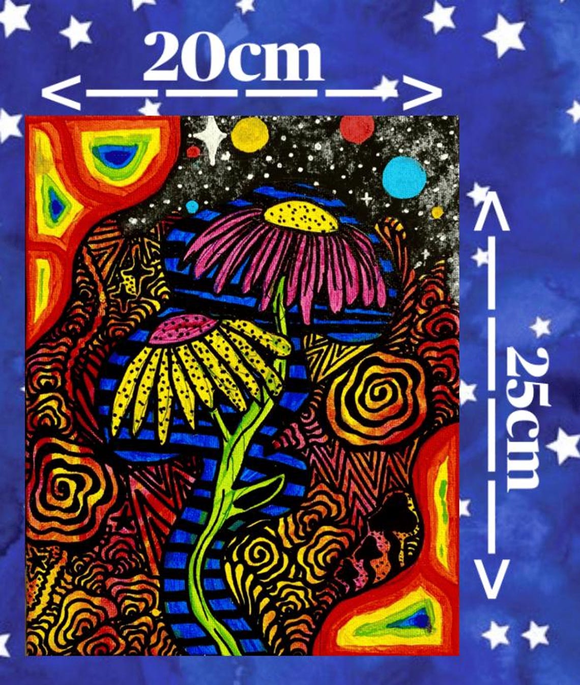 Trippy Flowers - Medium Canvas Painting - Etsy