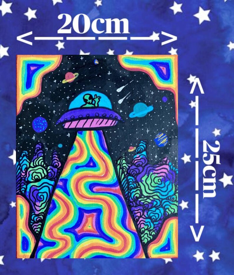 Alien Ufo Rainbow - Medium Canvas Painting - Etsy