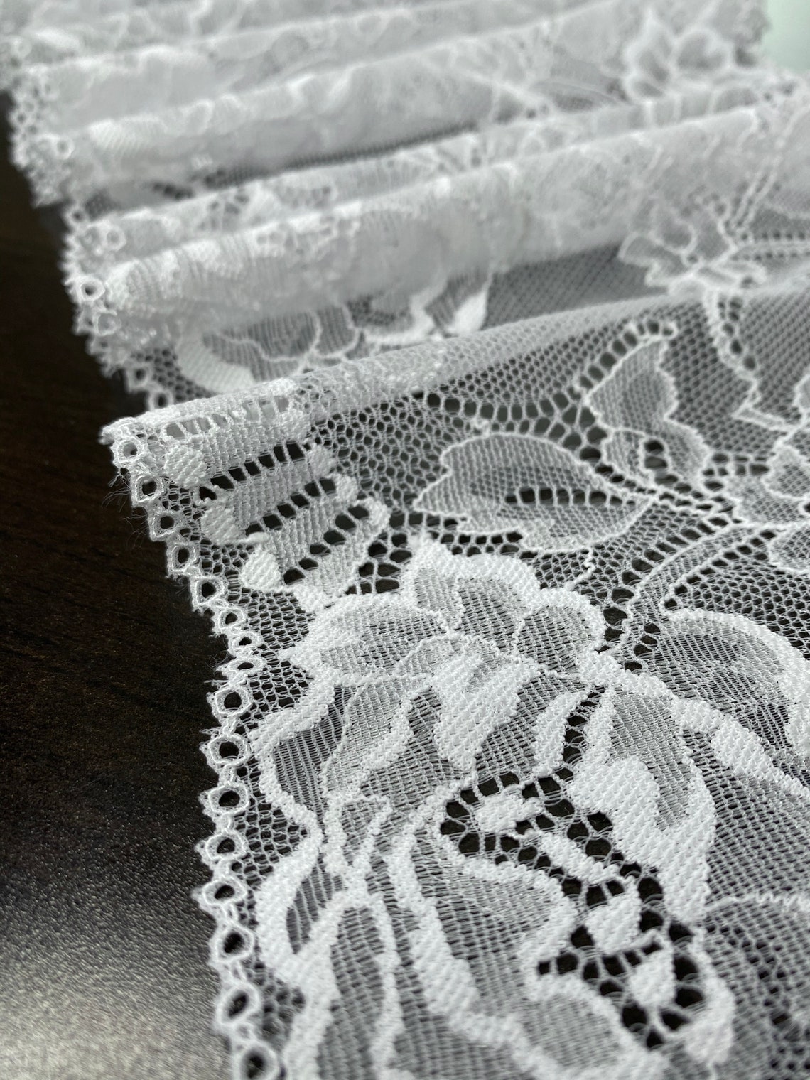 Delicate Soft Stretchy Floral White Lace Trim for Bridal DIY - Etsy