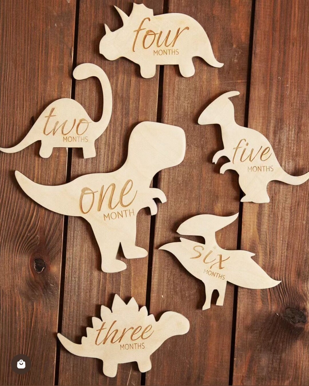 Dinosaur Milestone Disc | Minimalistic Dino Birth Announcement | Wooden ...